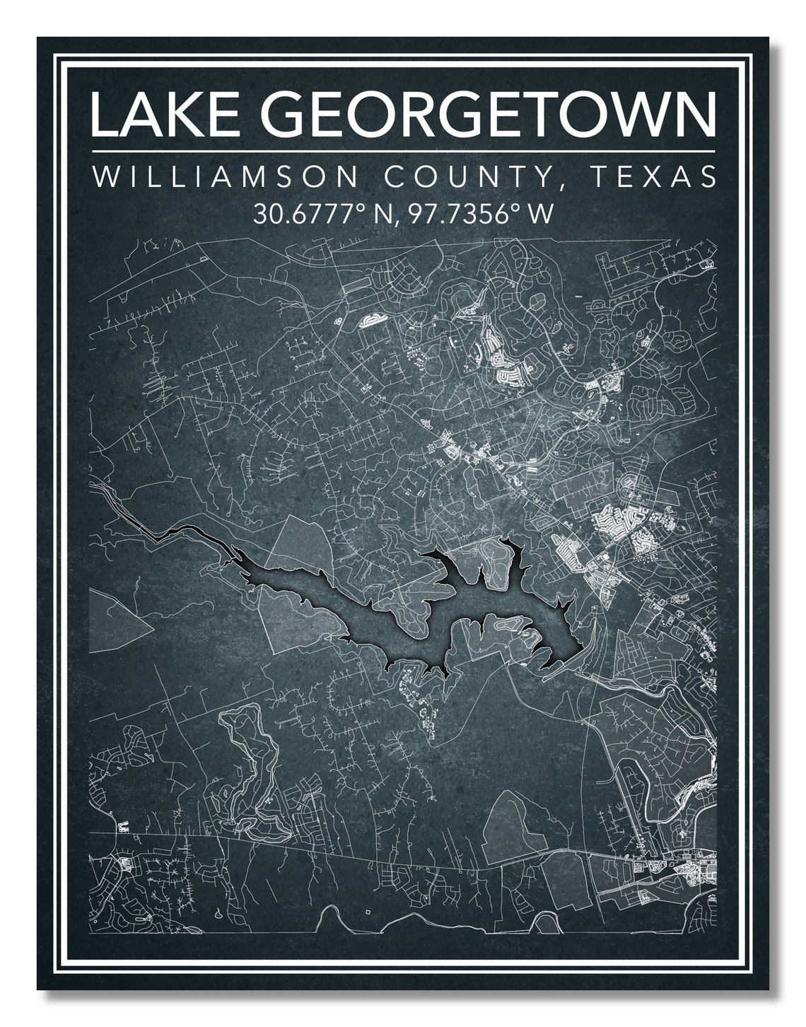 Wall Art Map Print of Lake Georgetown Georgetown Williamson - Etsy