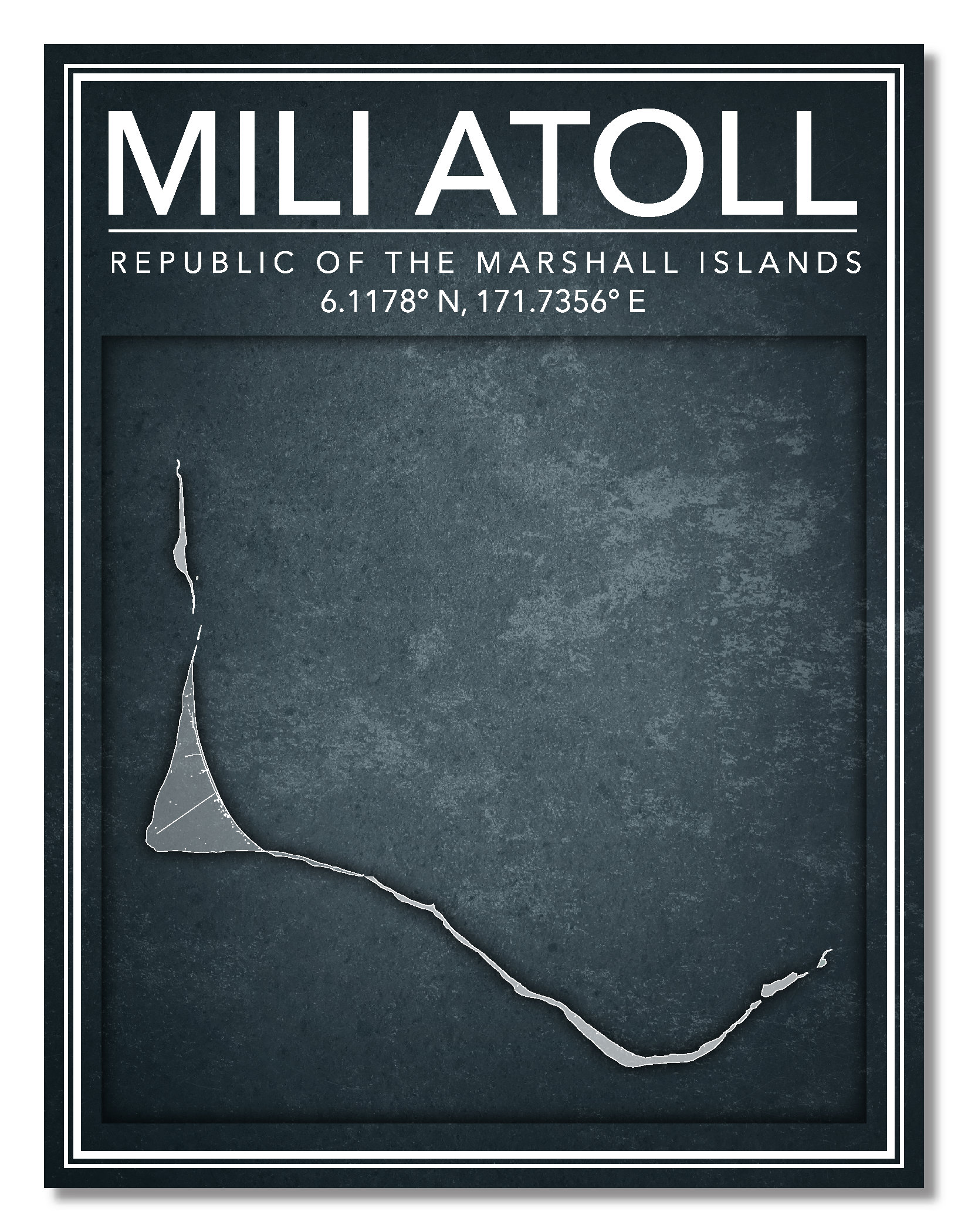 Wall Art Map Print of Mili Atoll Republic of the Marshall - Etsy