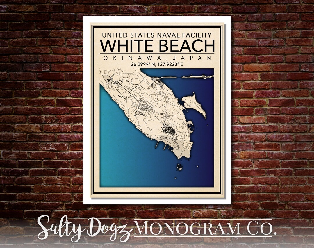 Wall Art Map Print of United States Naval Facility White Beach, Okinawa ...