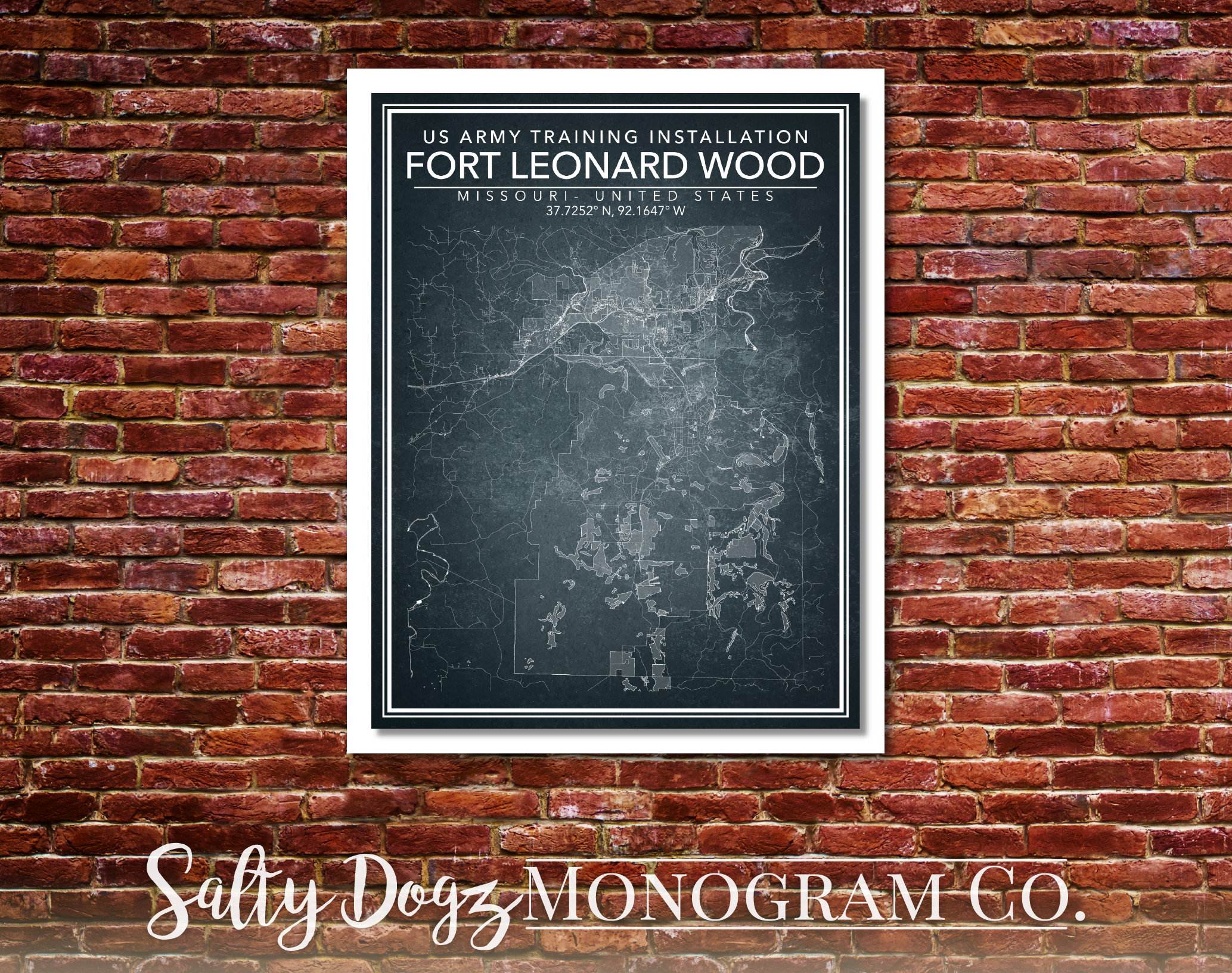 Wall Art Map of United States Army Training Installation Fort - Etsy
