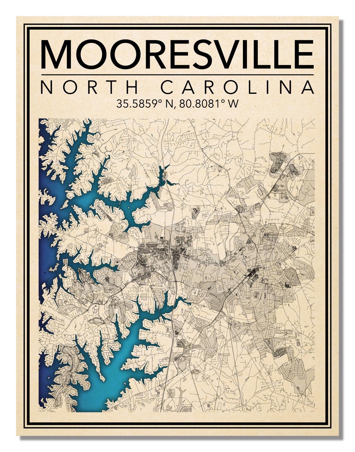 Wall Art Map Print of Mooresville, North Carolina!!! - Etsy