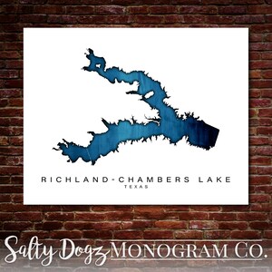 Wall Art Map Print of Richland-chambers Reservoir, Eureka, Navarro ...