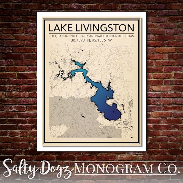 Lake Livingston Maps Svg - Etsy