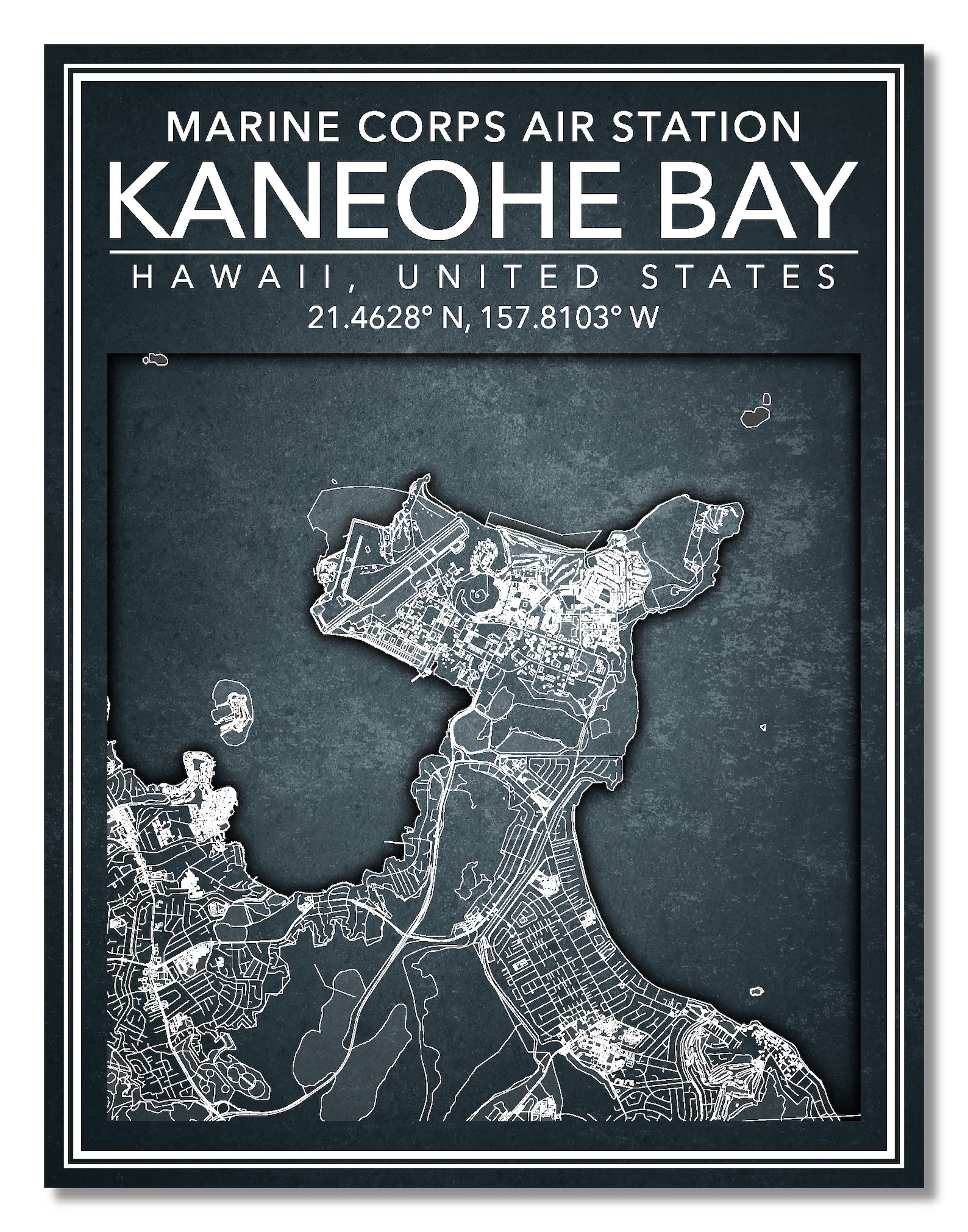 Wall Art Map Print of Marine Corps Air Station Kaneohe Bay - Etsy