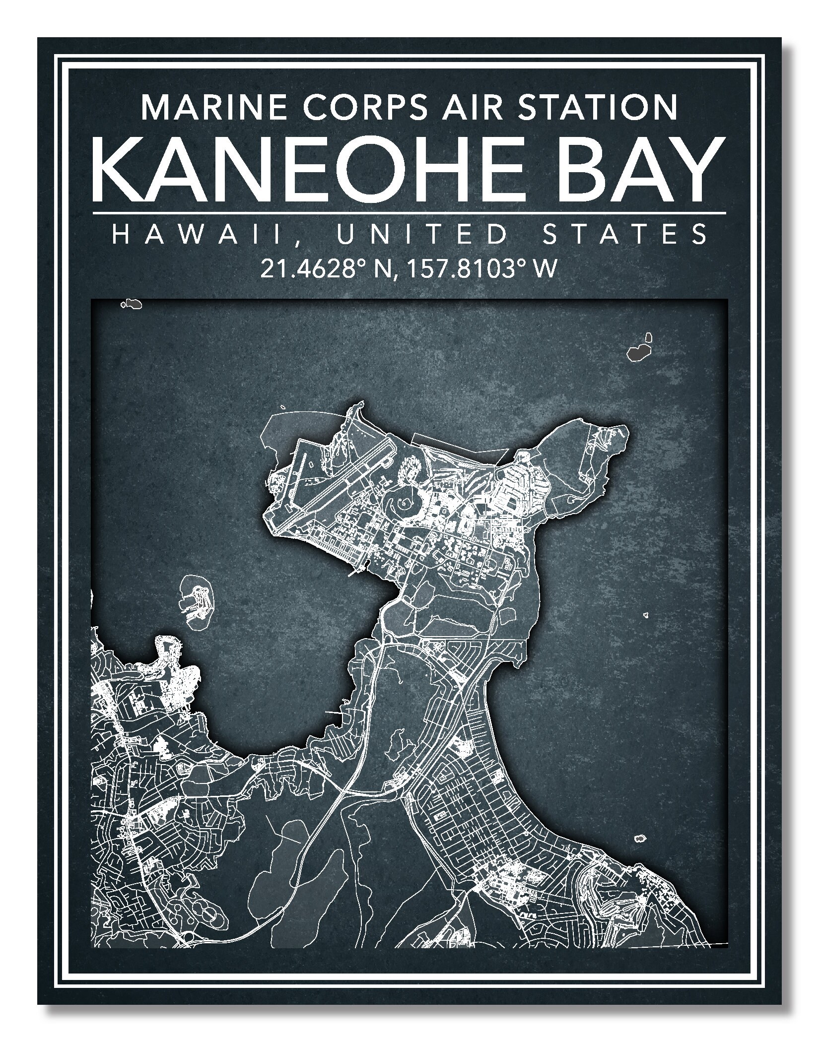 Wall Art Map Print of Marine Corps Air Station Kaneohe Bay - Etsy