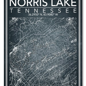 Wall Art Map Print of Norris Lake, Tennessee!! - Etsy