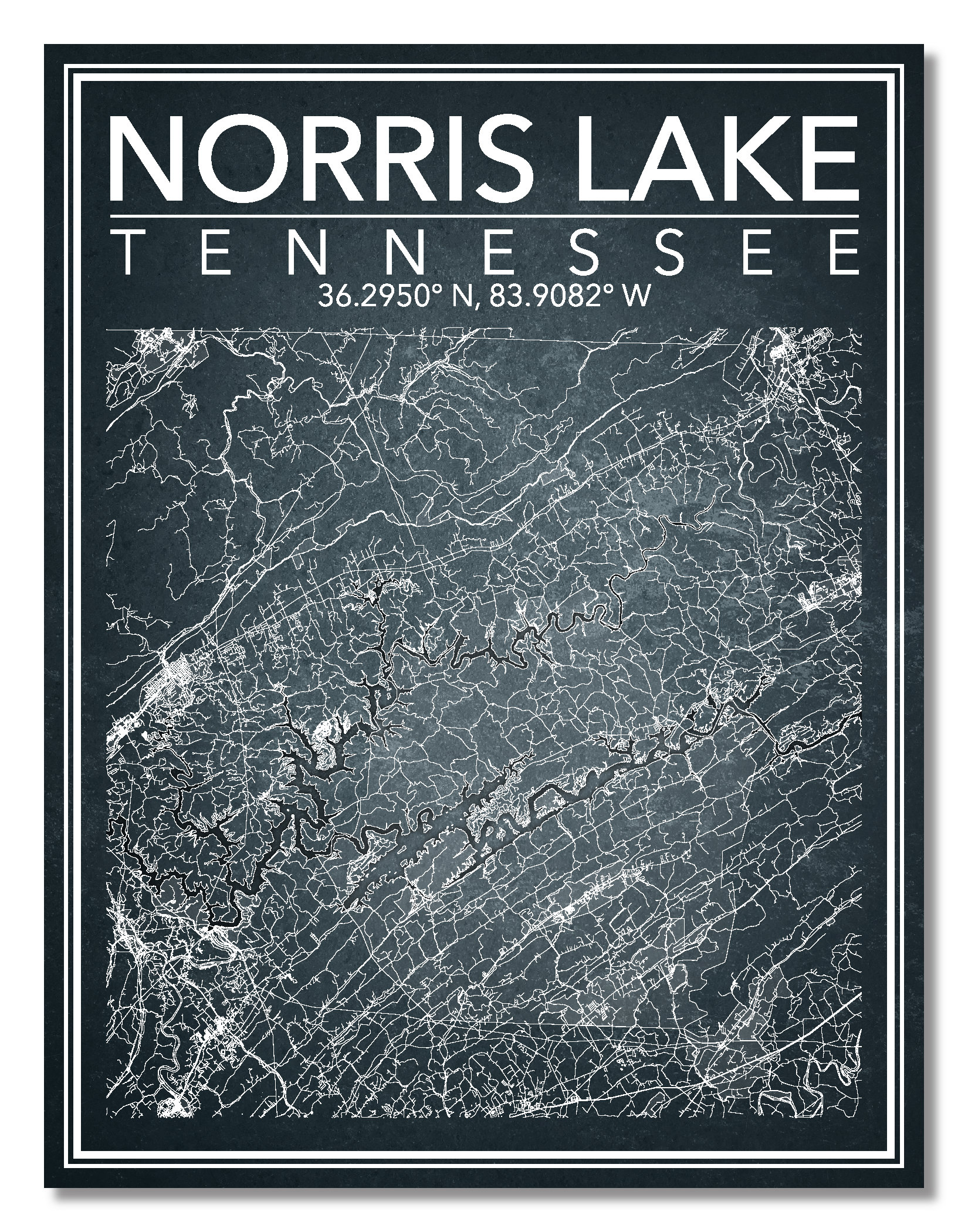 Wall Art Map Print of Norris Lake Tennessee | Etsy