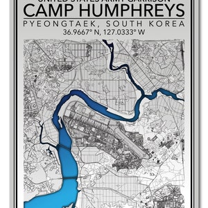 Wall Art Map Print of United States Army Garrison Camp Humphreys-south ...