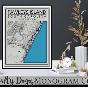 Wall Art Map Print Pawleys Island, South Carolina!! - Etsy