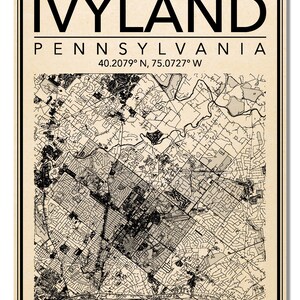 Wall Art Map Print of Ivyland, Pennsylvania!!! - Etsy