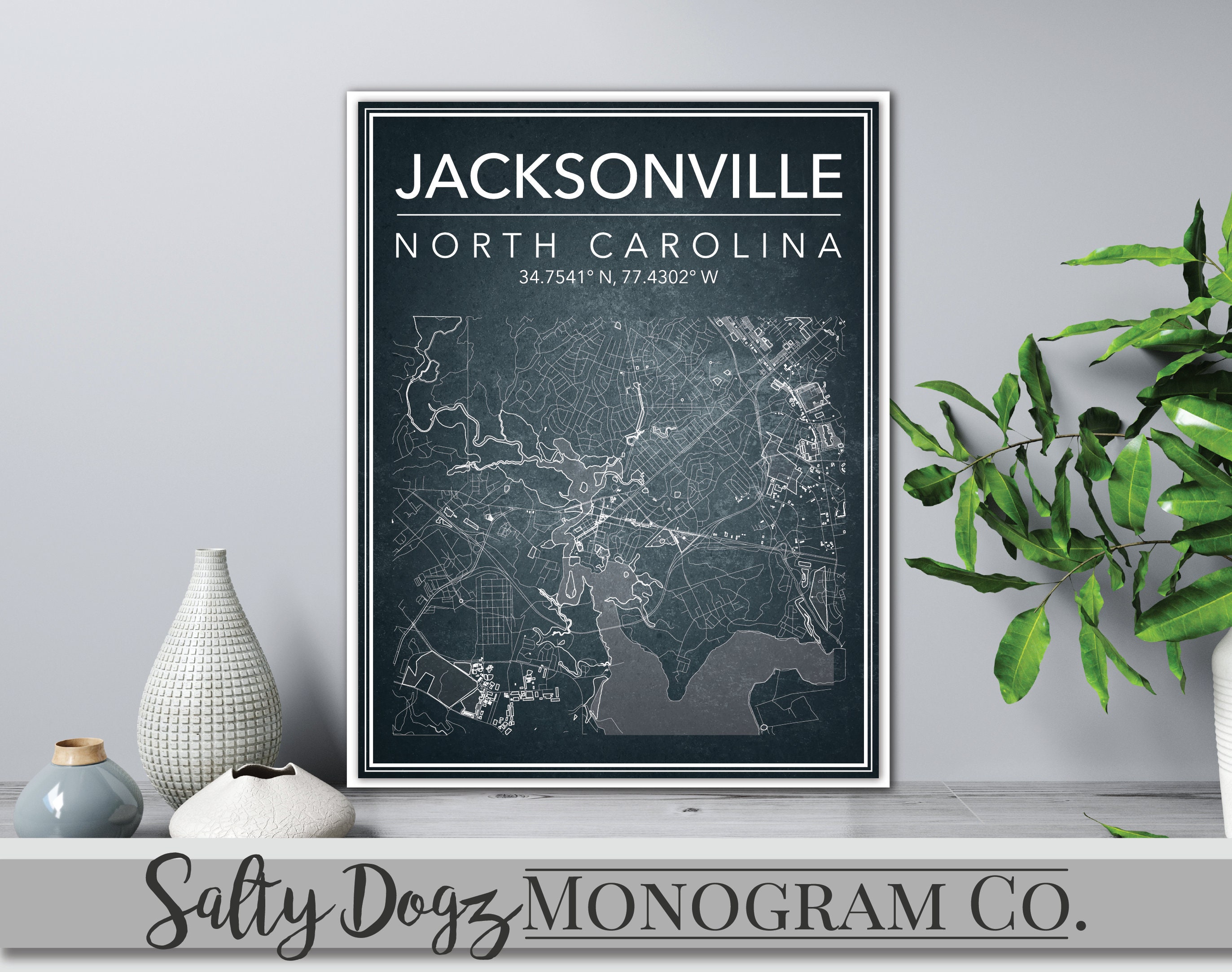 Wall Art Map Print Jacksonville, North Carolina!! - Etsy