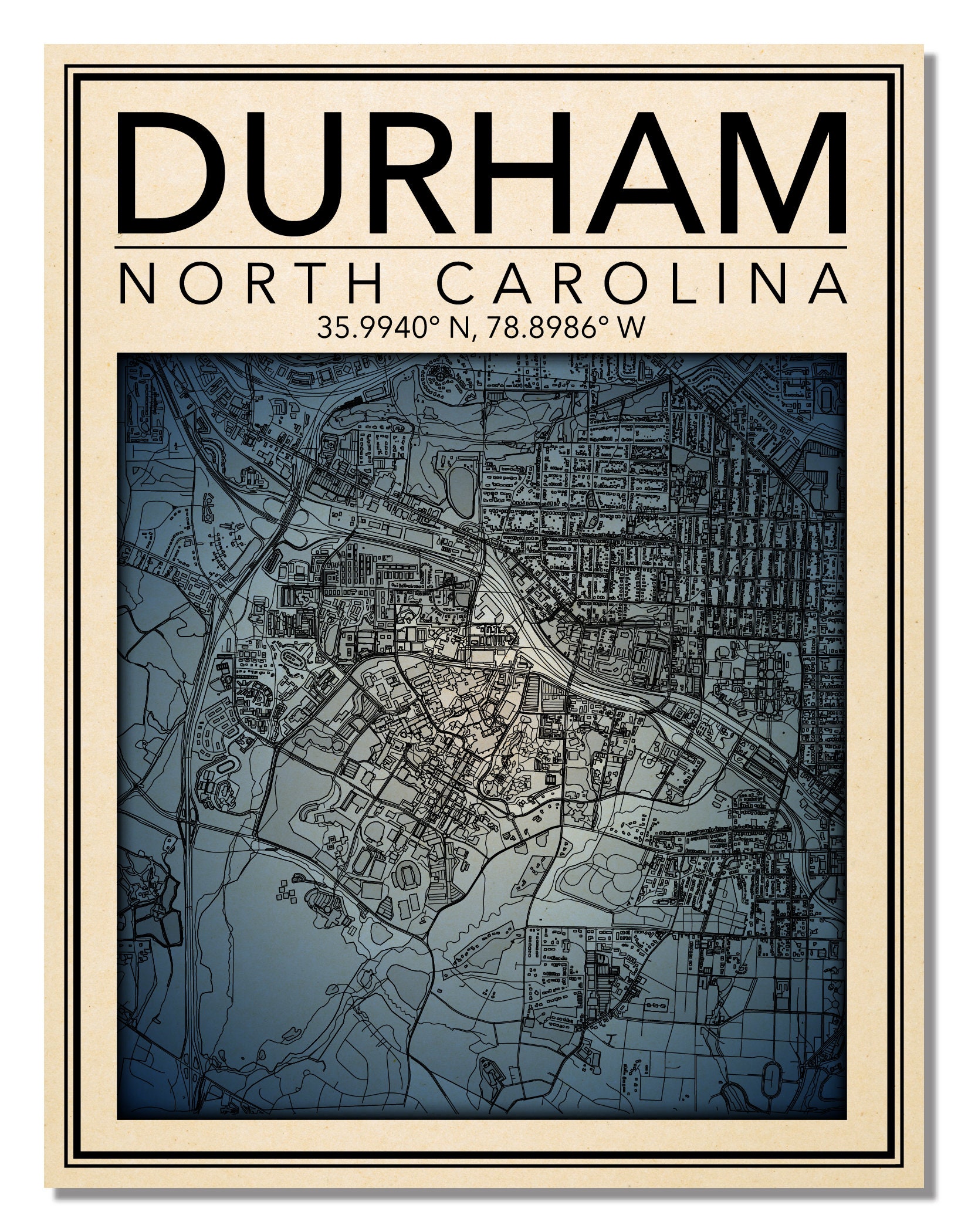 Wall Art Map Durham, NC!!! - Etsy