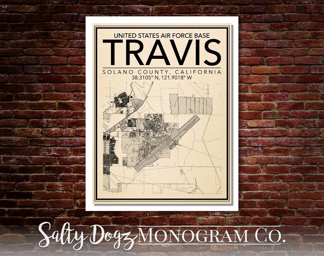 Wall Art Map Print of US Air Force Base Travis, California! - Etsy