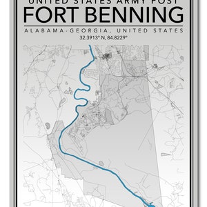 Wall Art Map United States Army Base Fort Benning- Alabama–georgia! - Etsy
