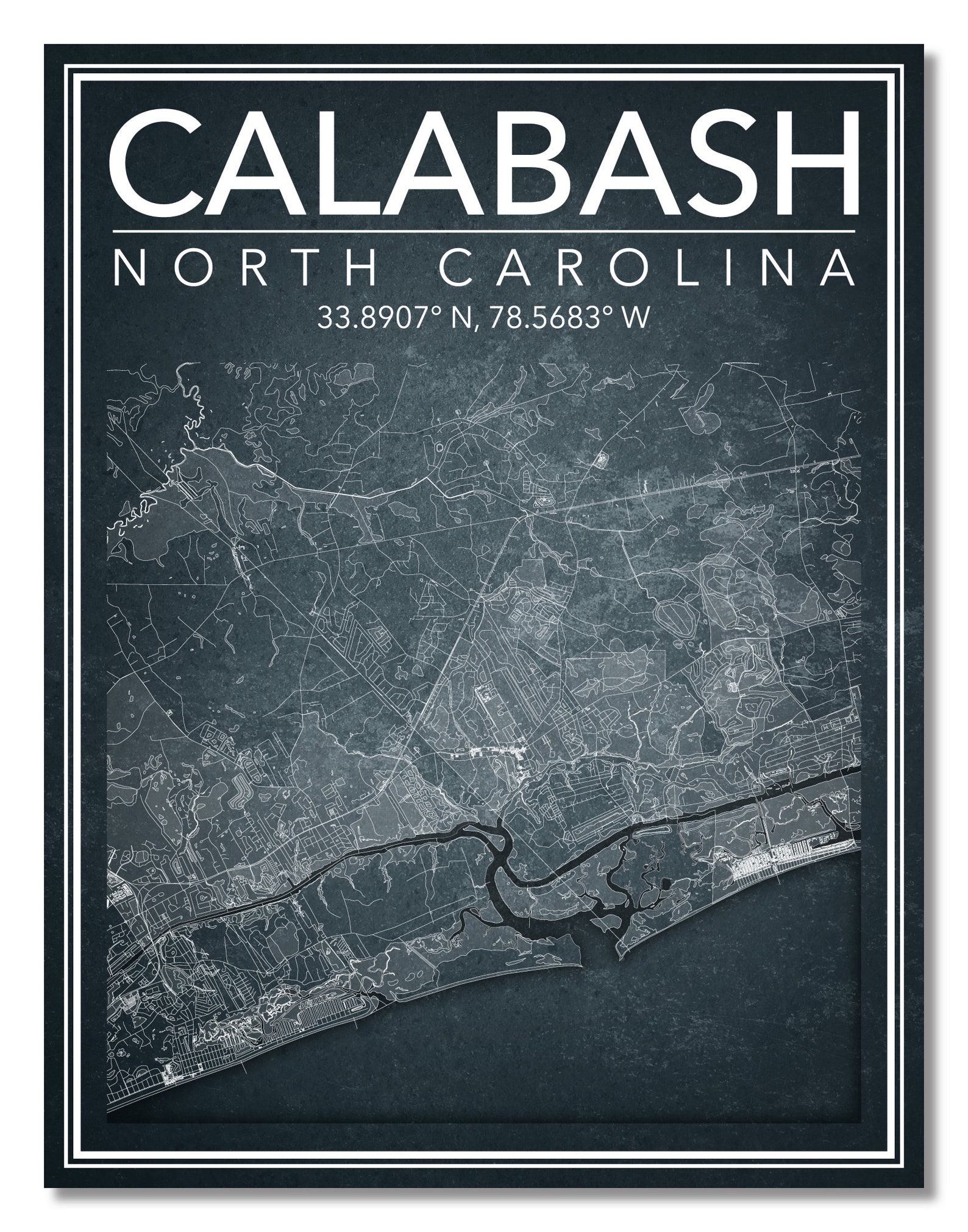 Wall Art Map of Calabash North Carolina | Etsy