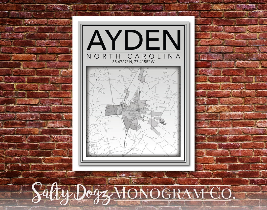 Wall Art Map Print of Ayden, North Carolina!!! - Etsy
