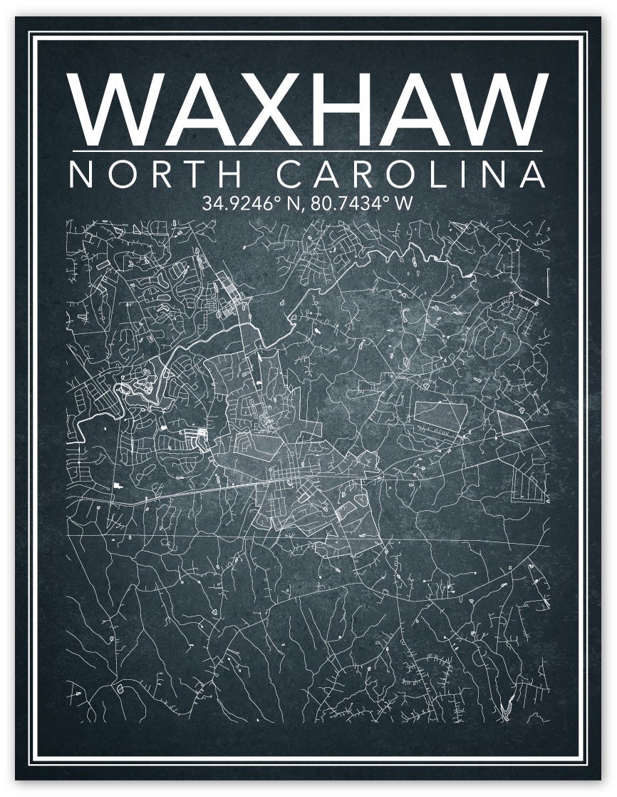 Wall Art Map Waxhaw North Carolina - Etsy