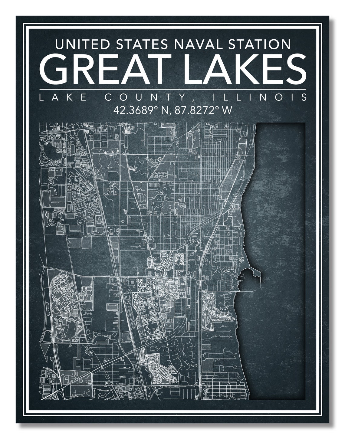 Wall Art Map Print of United States Naval Station Great Lakes - Etsy