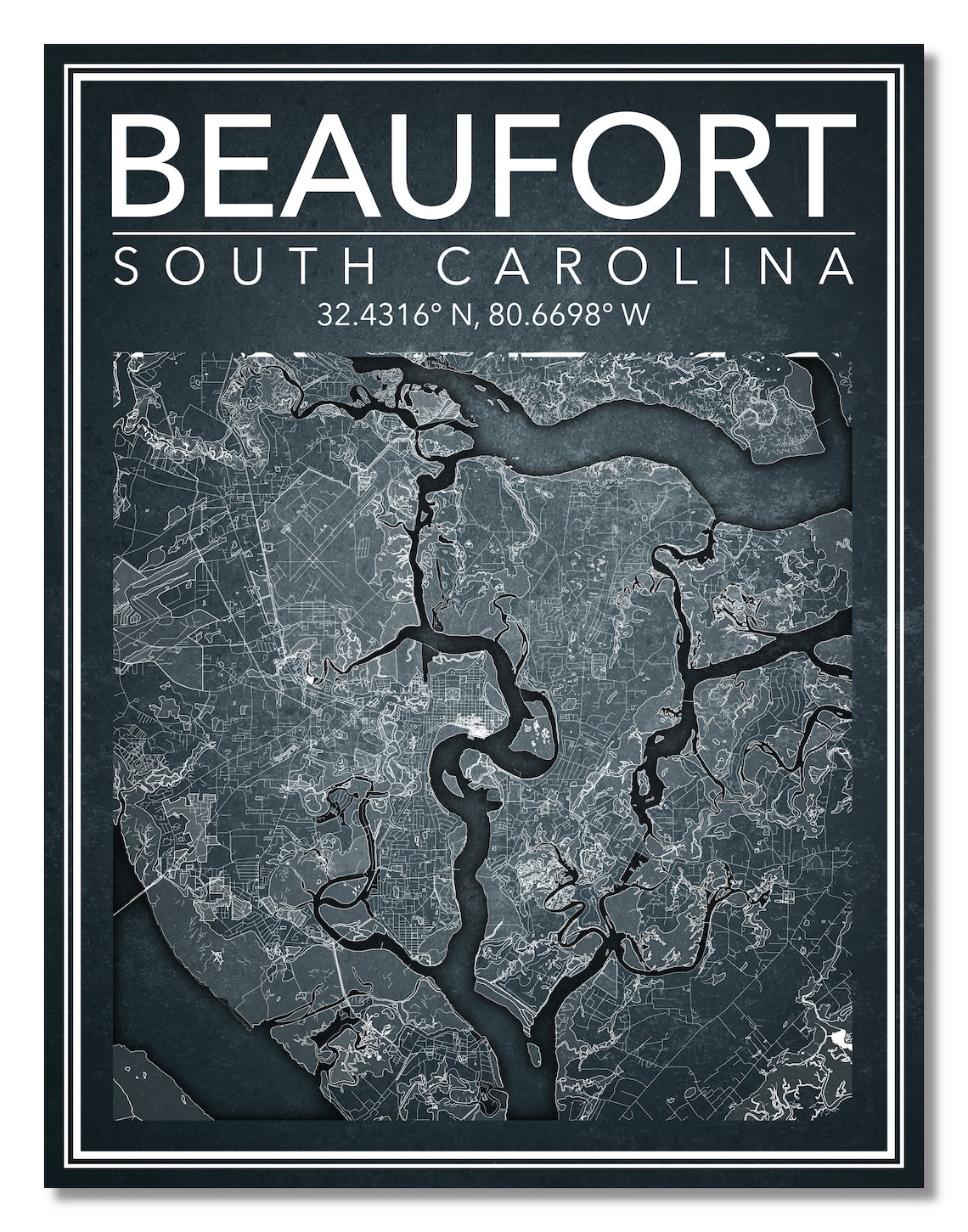 Wall Art Map of Beaufort South Carolina | Etsy