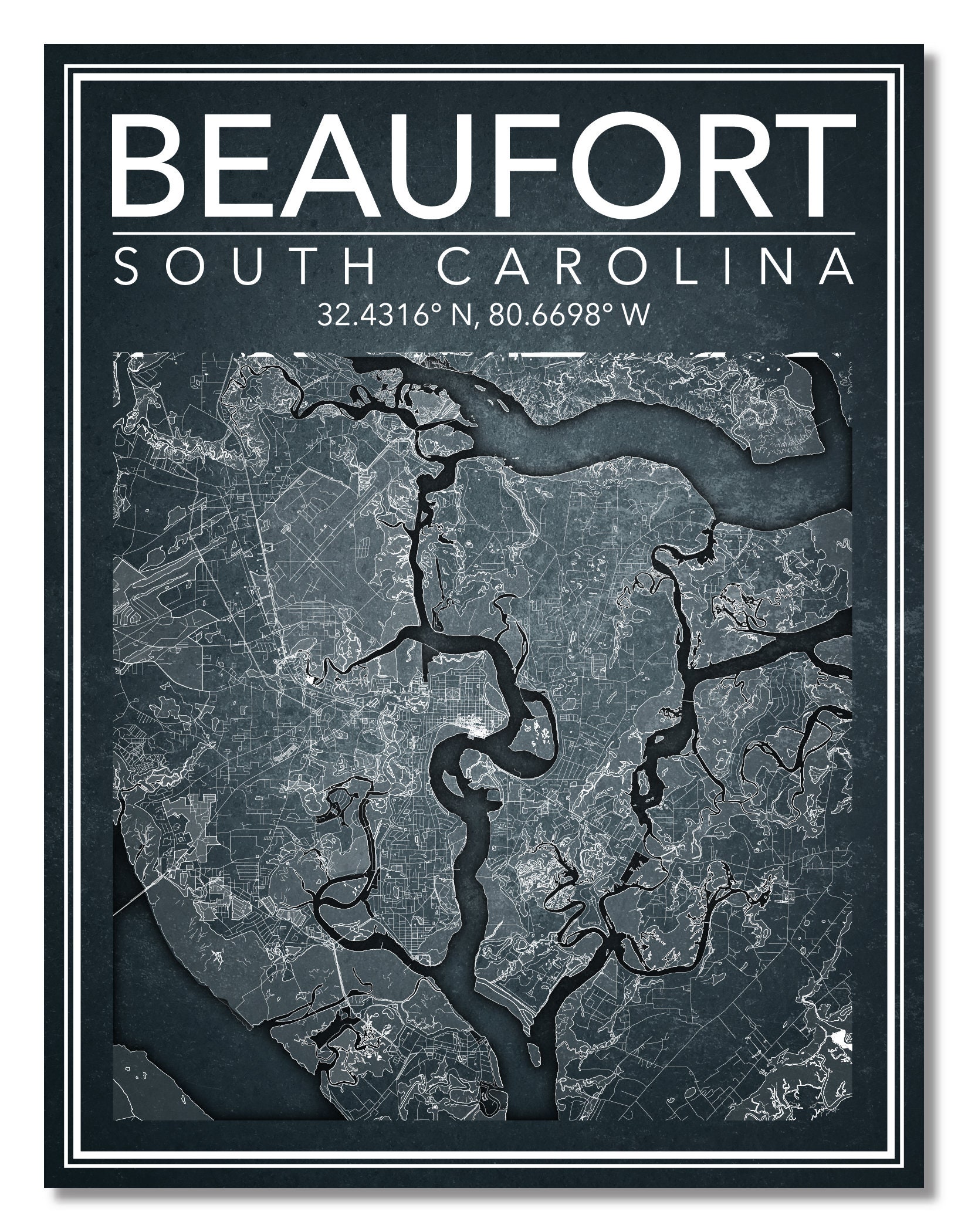 Wall Art Map of Beaufort South Carolina | Etsy