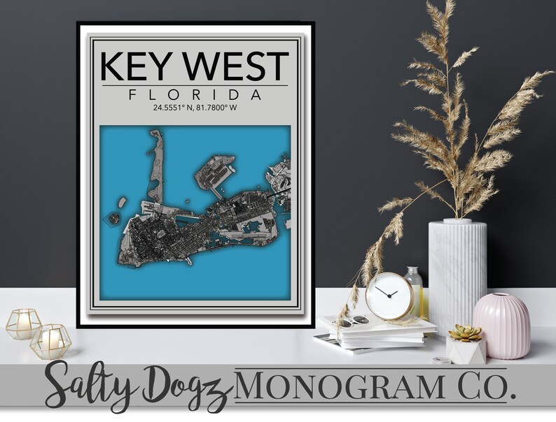 Wall Art Map Key West Florida | Etsy