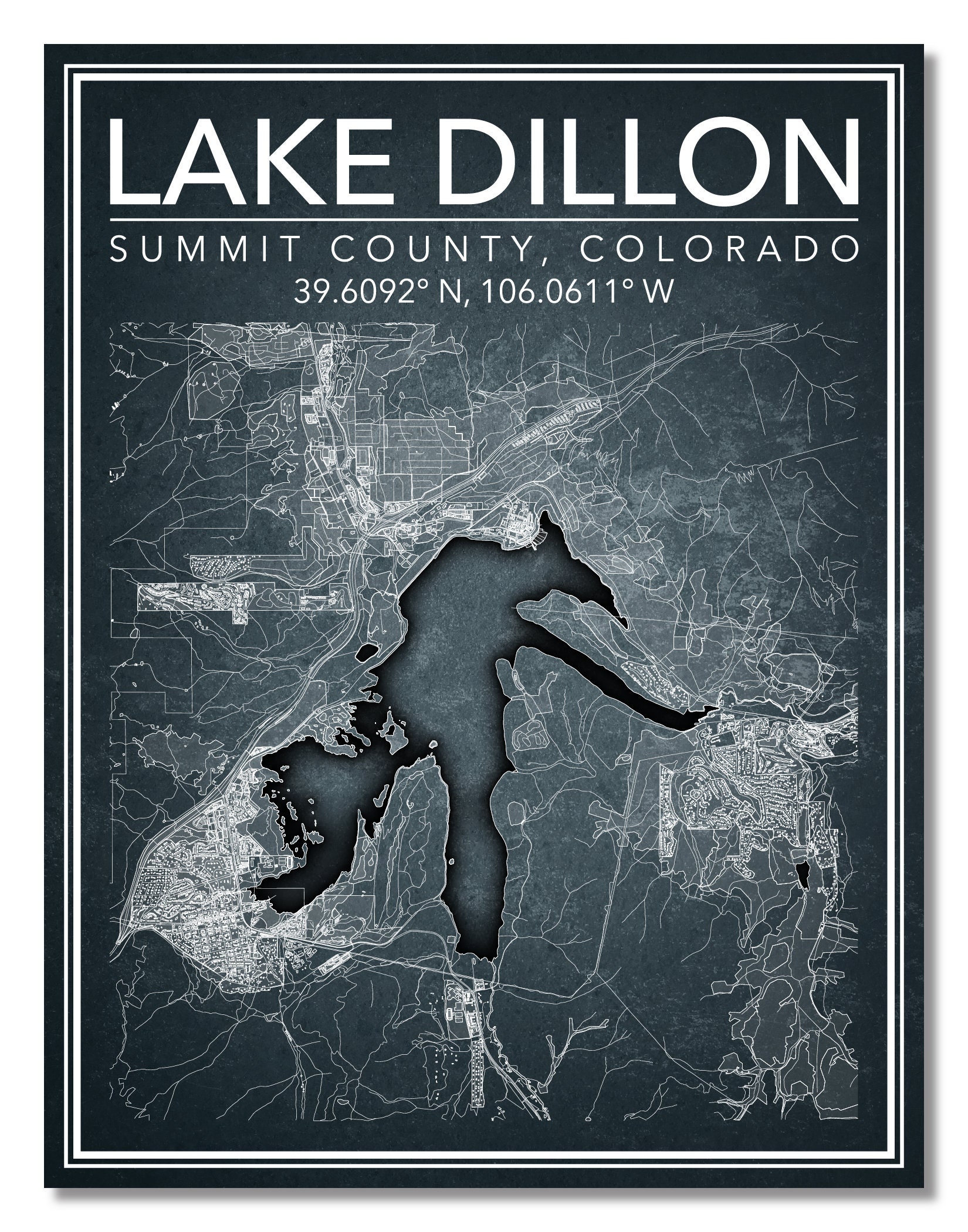 Wall Art Map Print of Dillon Reservoir Frisco Summit County | Etsy