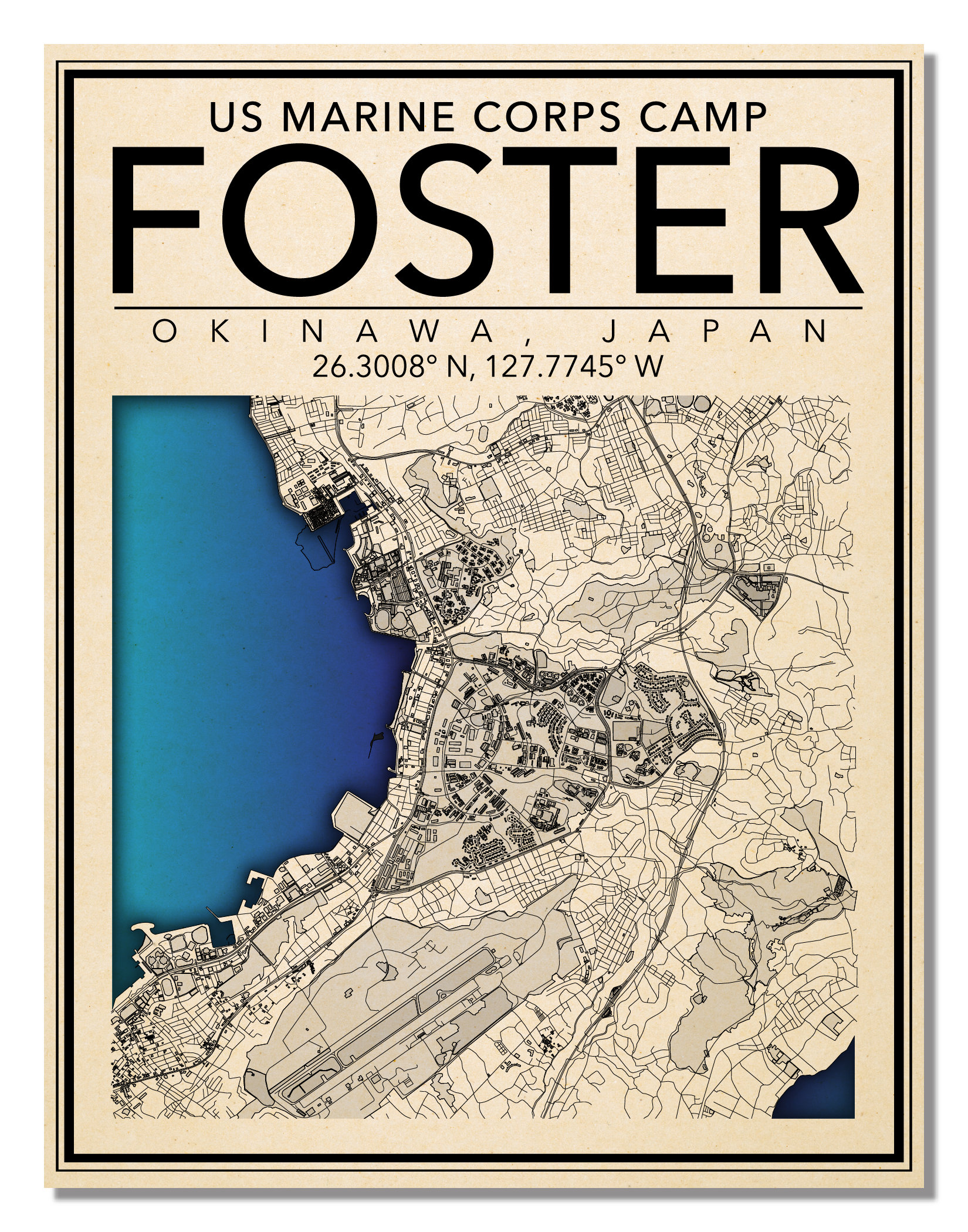 Wall Art Map Print of United States Marine Corps Camp Foster | Etsy