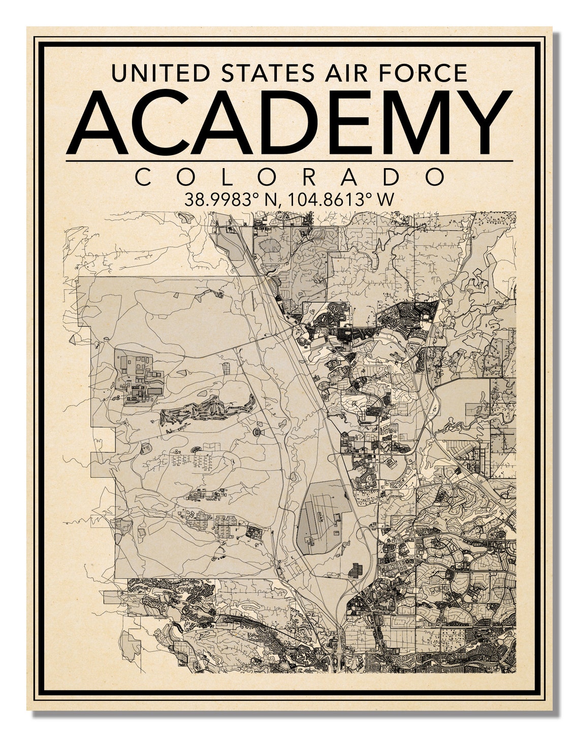 Wall Art Map Print of United States Air Force Academy | Etsy