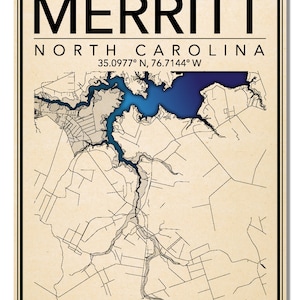 Wall Art Map Print of Merritt, North Carolina! - Etsy