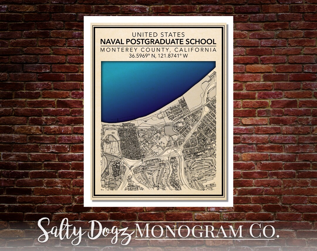 Wall Art Map Print of United States Naval Postgraduate School, Monterey ...