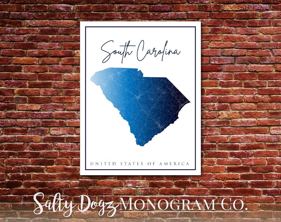 Wall Art Map of South Carolina, United States of America! - Etsy