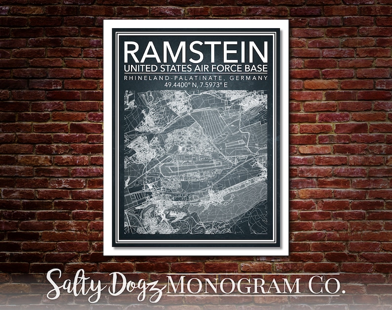 Wall Art Map of Ramstein Air Base Rhineland-palatinate - Etsy