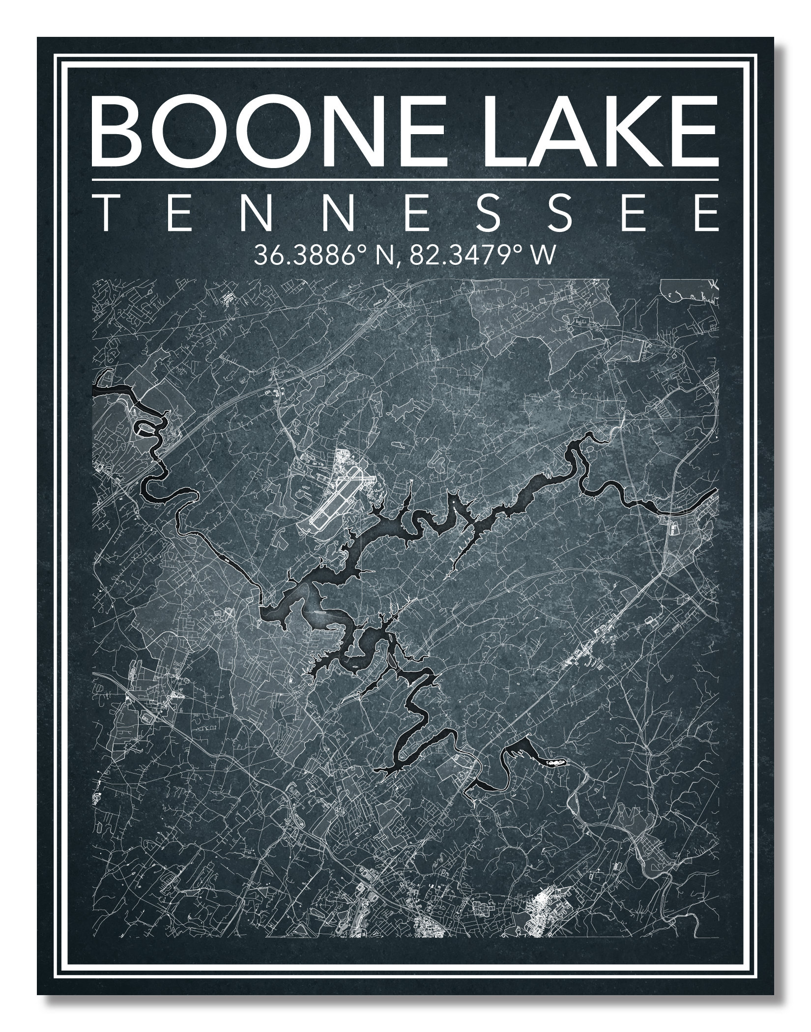 Wall Art Map Print of Boone Lake Tennessee - Etsy