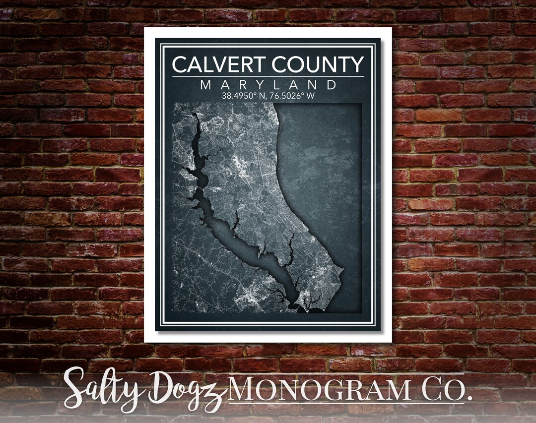 Wall Art Map Print of Calvert County, Maryland! - Etsy