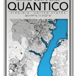Wall Art Map United States Marine Corps Base Quantico, Virginia! - Etsy