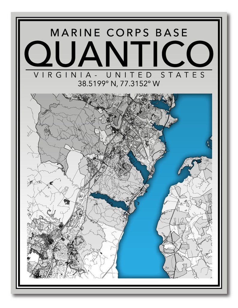 Wall Art Map United States Marine Corps Base Quantico | Etsy