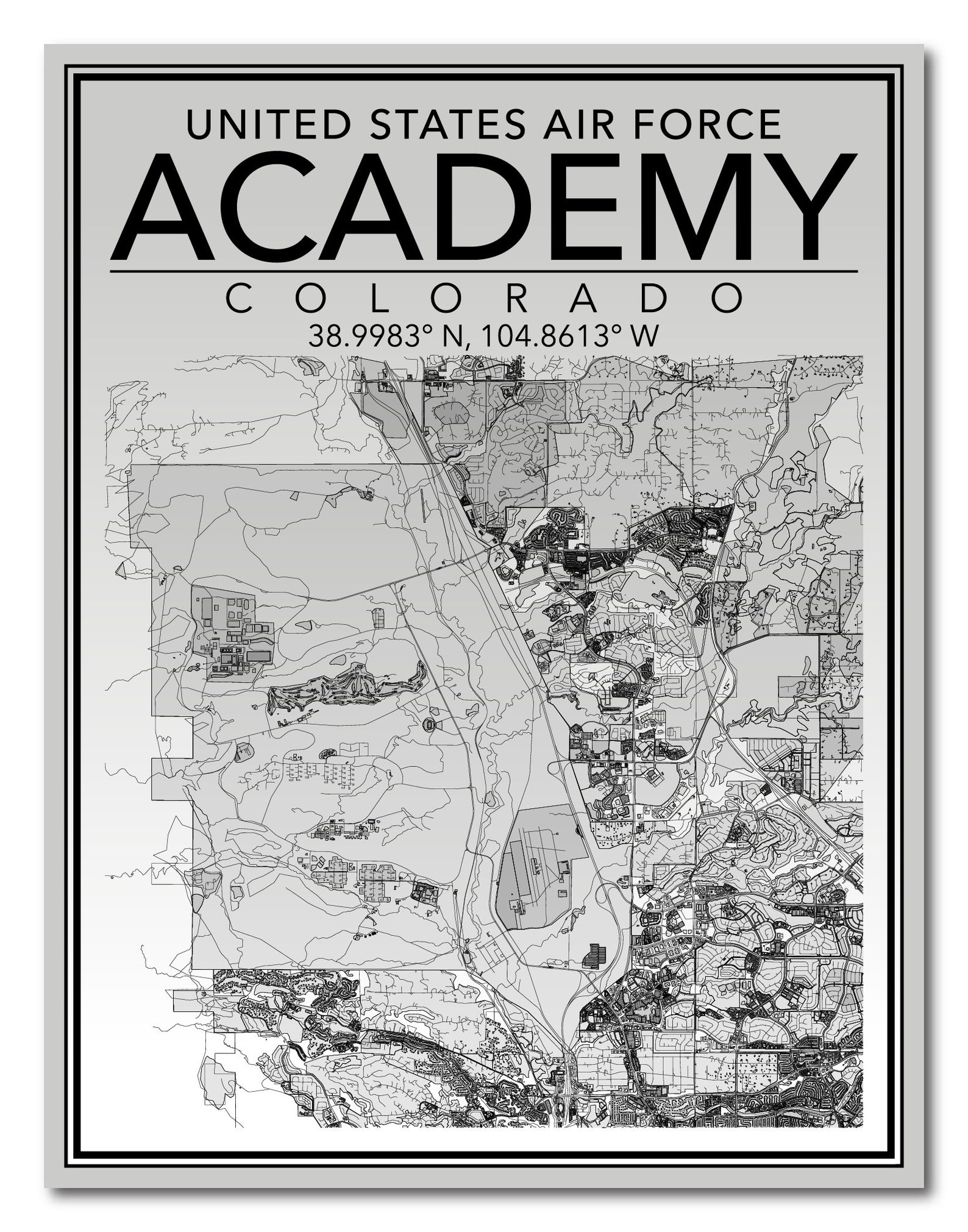 Wall Art Map Print of United States Air Force Academy - Etsy