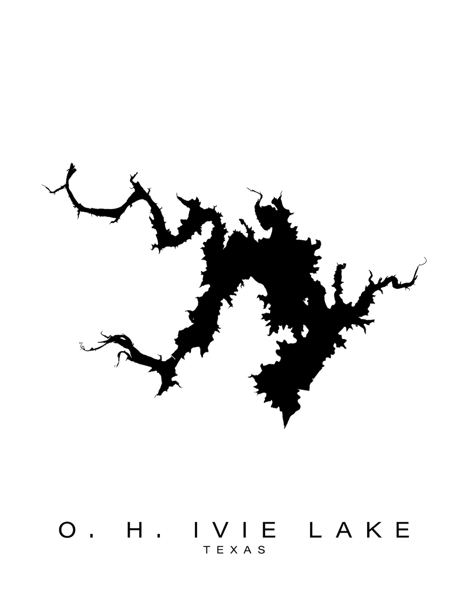 Wall Art Map Print of O. H. Ivie Lake Concho County Texas | Etsy