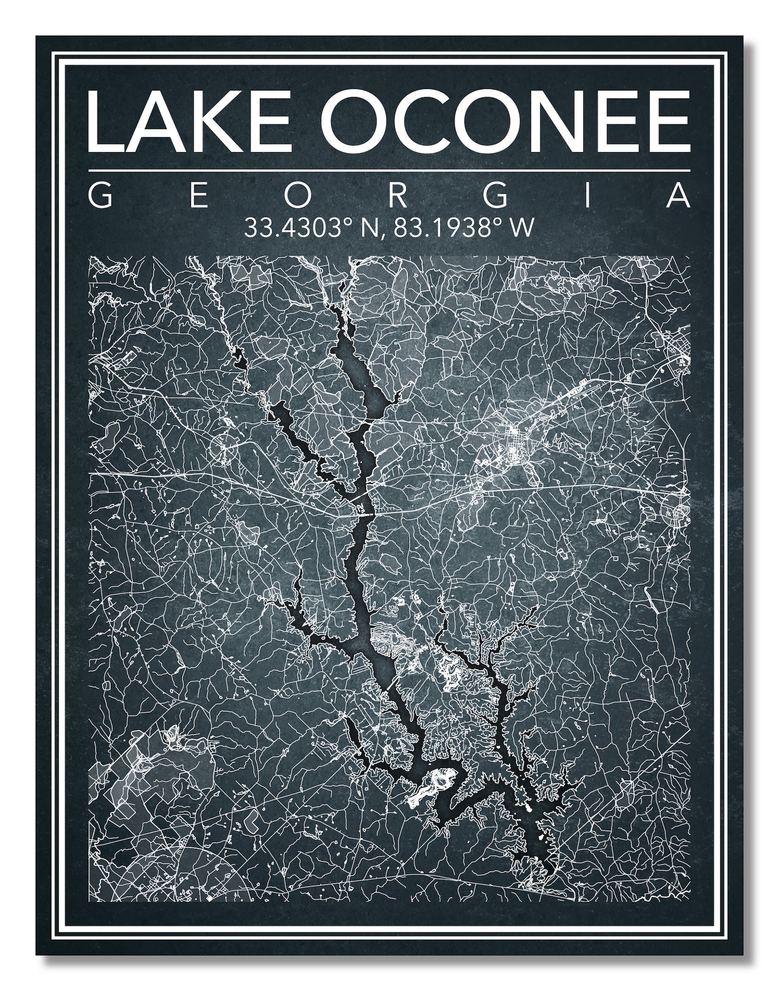 Wall Art Map Print of Lake Oconee Georgia - Etsy