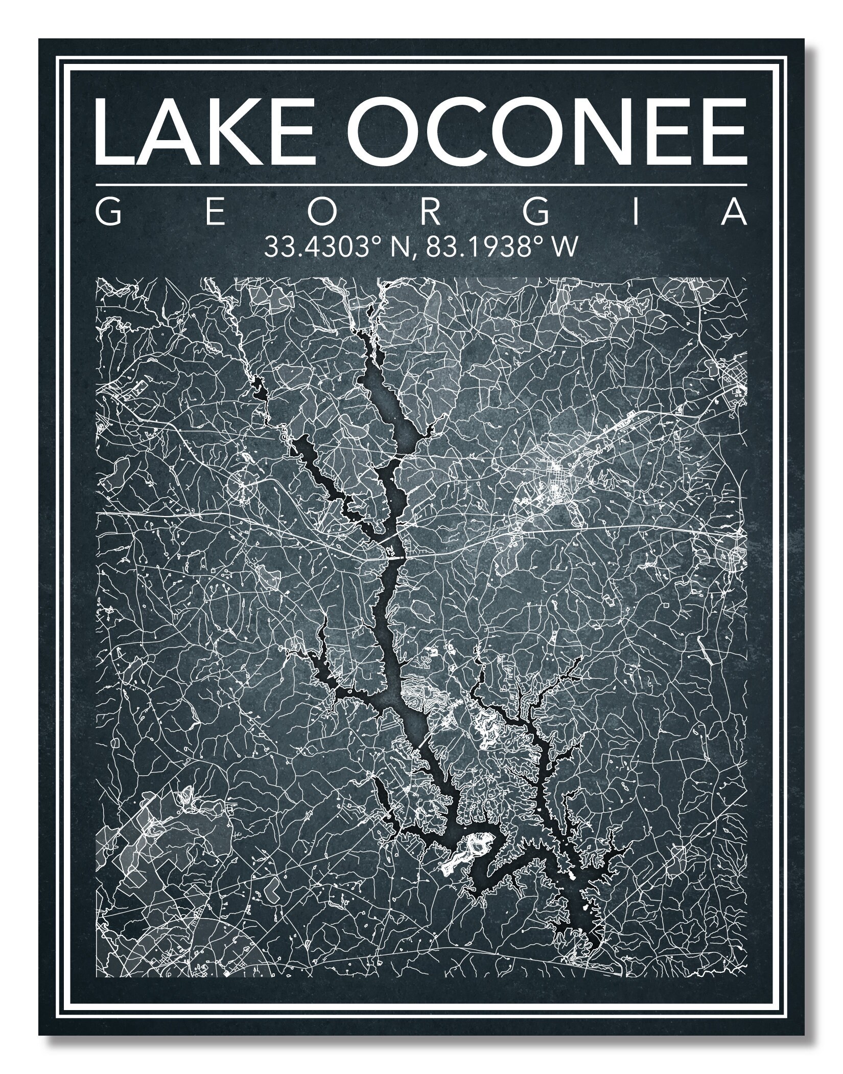 Wall Art Map Print of Lake Oconee Georgia - Etsy