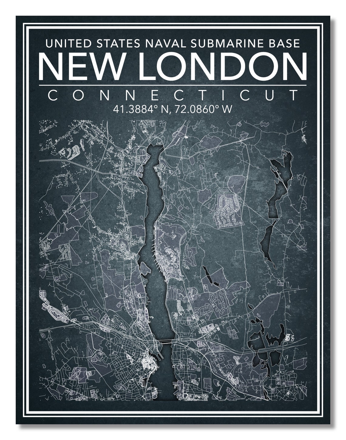 Wall Art Map Print of Naval Submarine Base New London New - Etsy