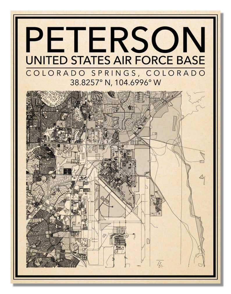 Wall Art Map of Peterson Air Force Base, Colorado Springs, El Paso ...