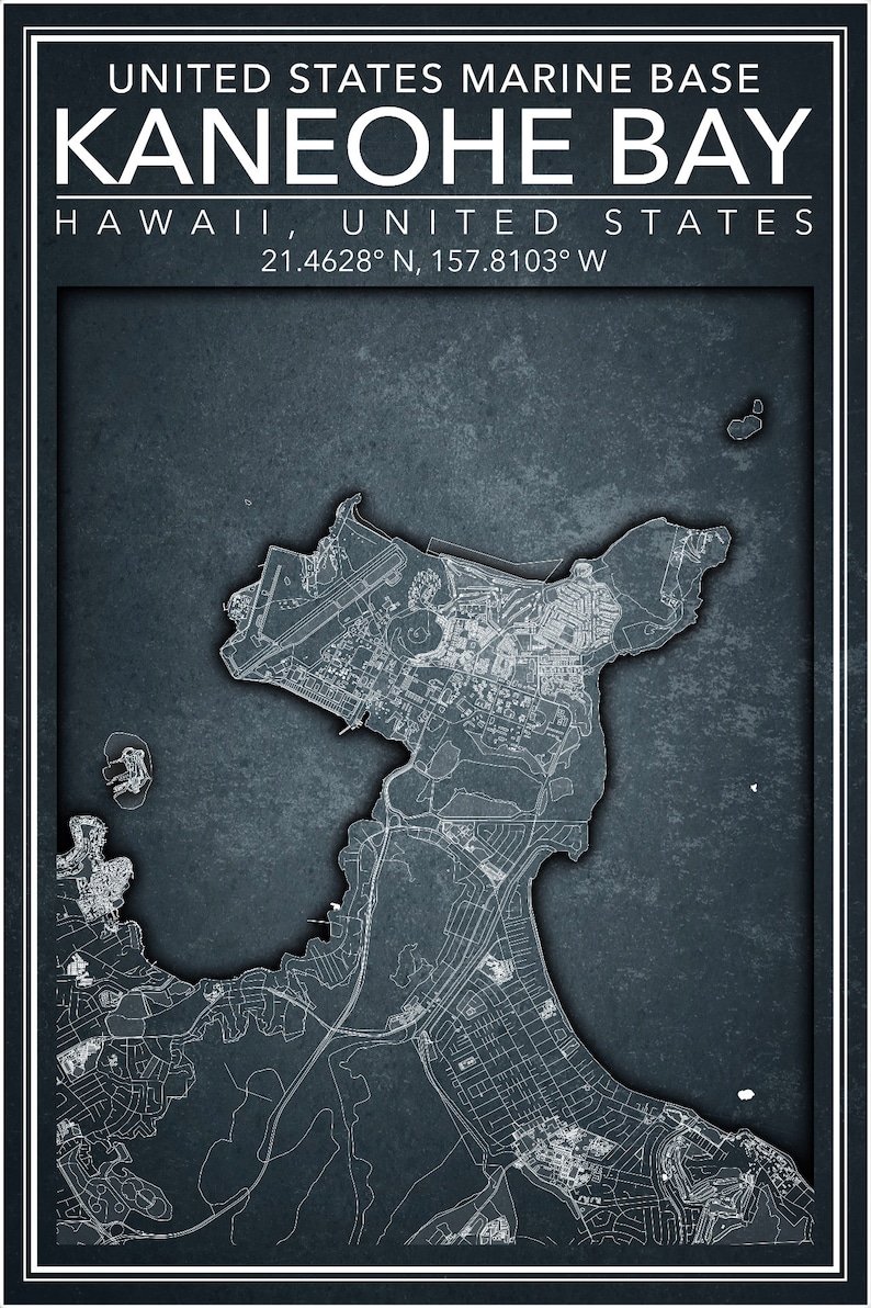 DIGITAL DOWNLOAD 24x36in Print of Marine Corps Air Station Kaneohe Bay ...