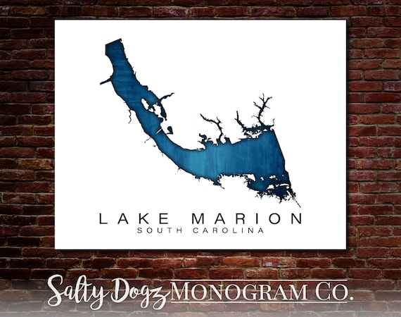 Wall Art Map Print of Lake Marion South Carolina - Etsy