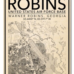 Wall Art Map Print of United States Air Force Base Robins! - Etsy