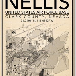 Wall Art Map of Nellis Air Force Base, Clark County, Nevada, United ...