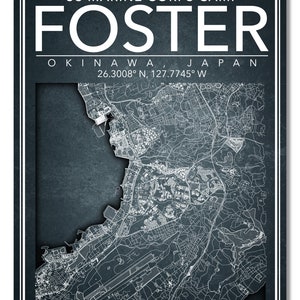 Wall Art Map Print of United States Marine Corps Camp Foster, Okinawa ...