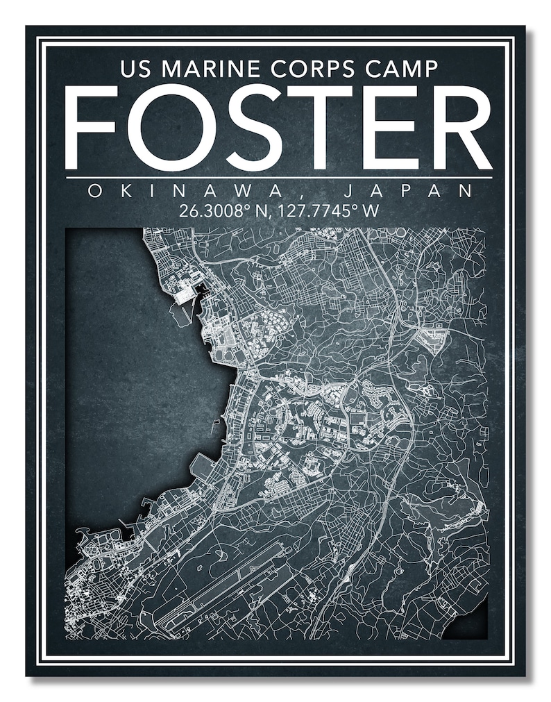 Wall Art Map Print of United States Marine Corps Camp Foster, Okinawa ...