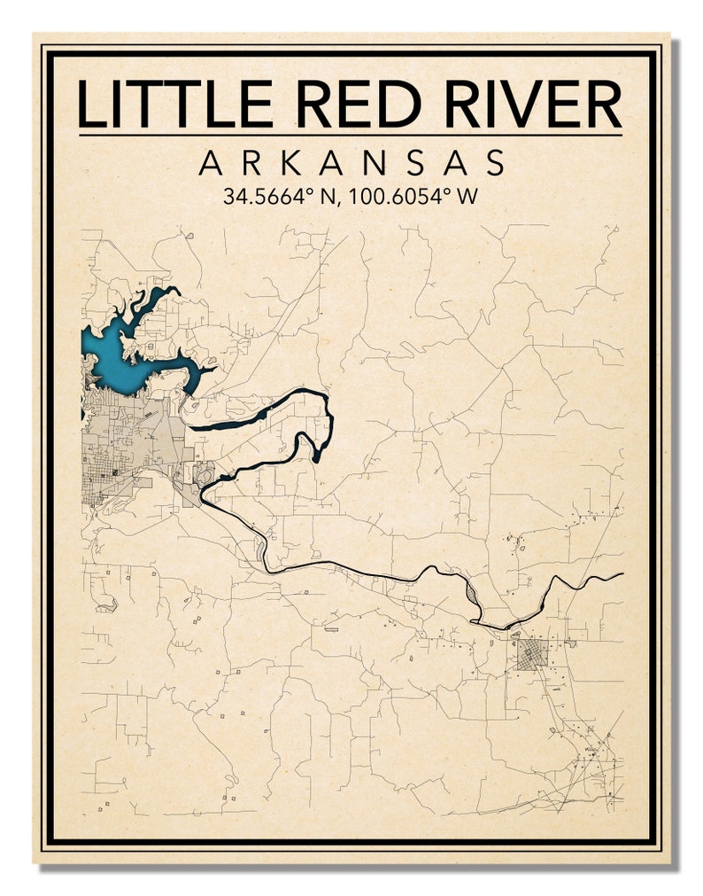 Wall Art Map Print of Little Red River Arkansas | Etsy