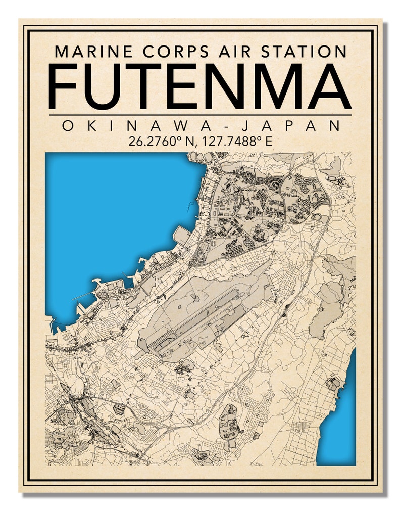 Wall Art Map United States Marine Corps Air Station Futenma- Okinawa ...